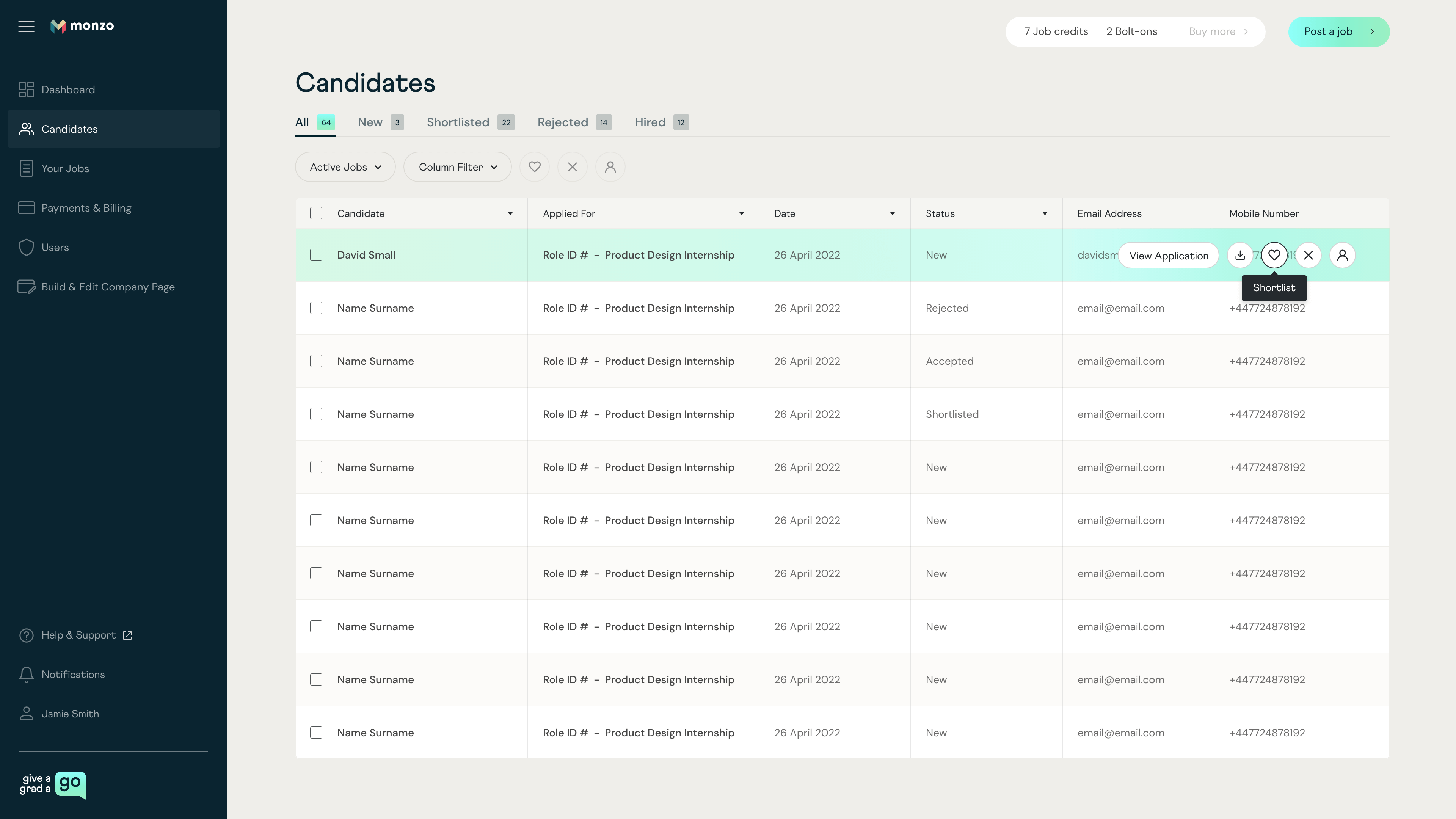 Give A Grad A Go | Custom Job Portal Development | UX Design Agency